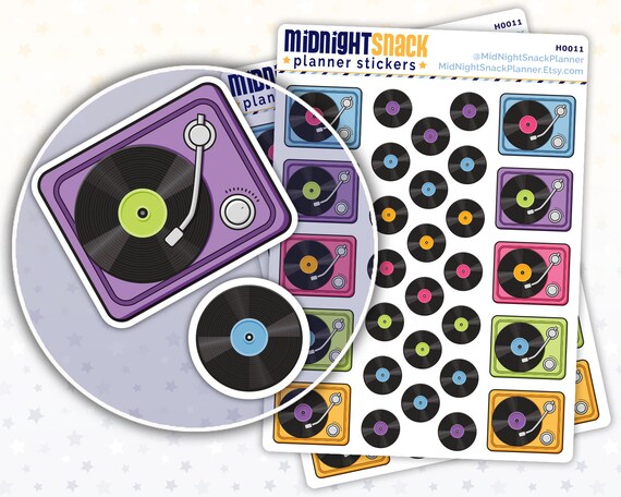 Record Player Planner Stickers Record Icon Stickers Music | Etsy