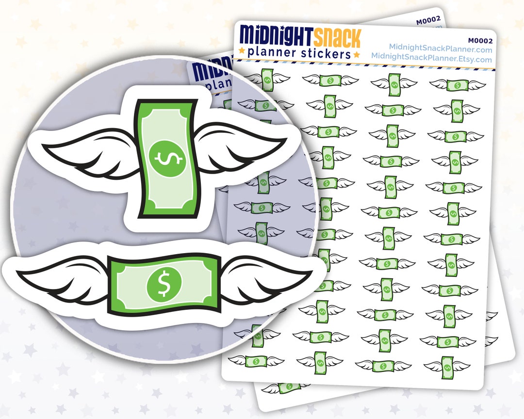 Flying Money Icon Sticker | Pay Day Planner Stickers | Bill Due ...