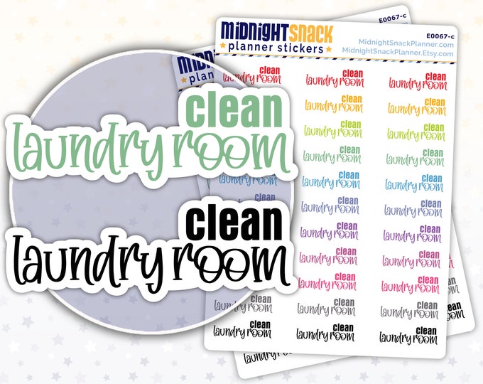 Clean Laundry Room Script Planner Stickers | Household Chores Reminder ...