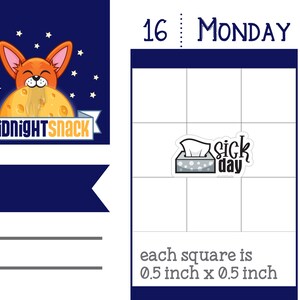 Sick Day Planner Sticker | Tissue Box Icon Stickers | Rest and Self ...