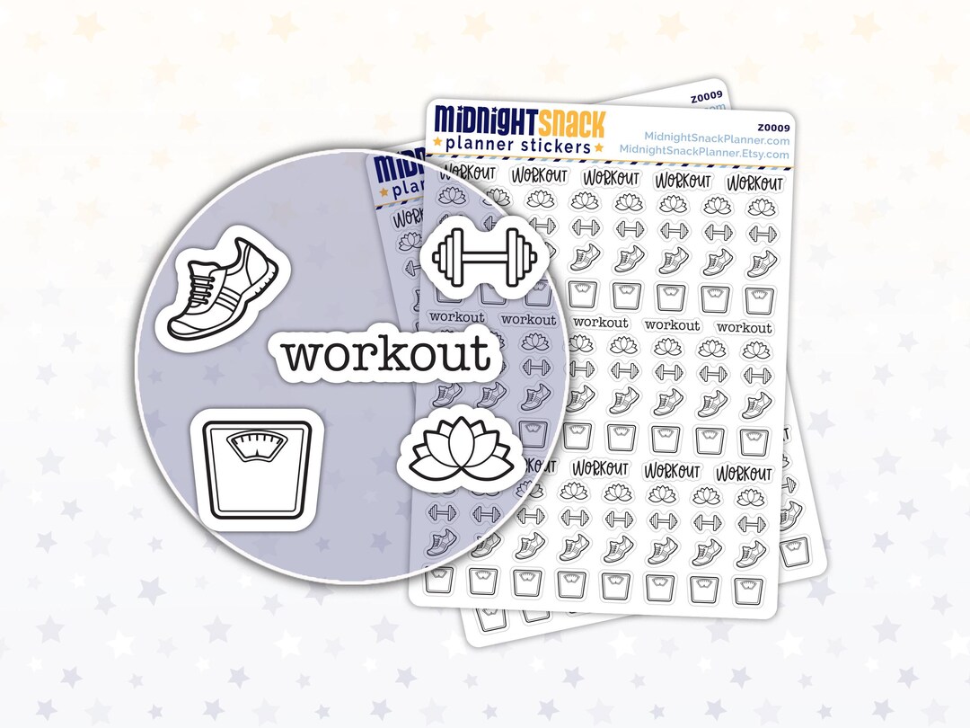 Workout Planner Stickers | Hand-drawn Exercise and Weight Loss Icon ...