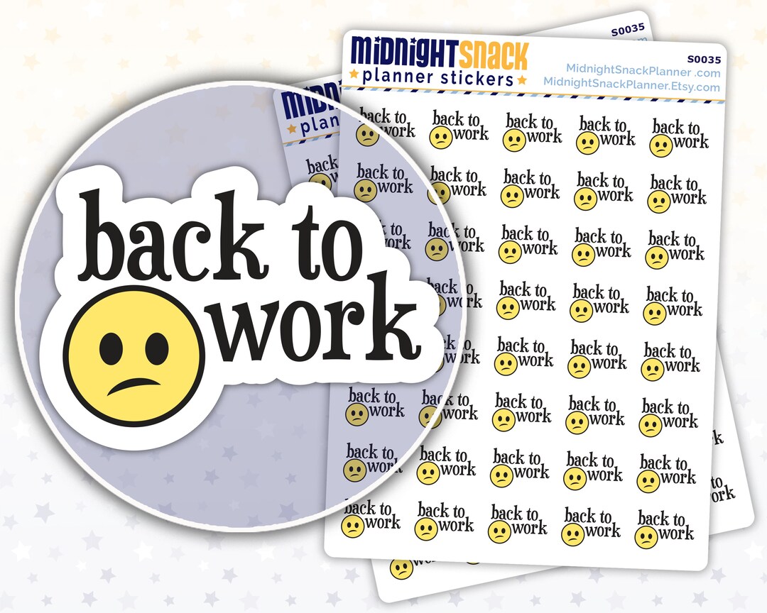 Back to Work Icon Sticker | Work Schedule Reminder Planner Stickers - Etsy
