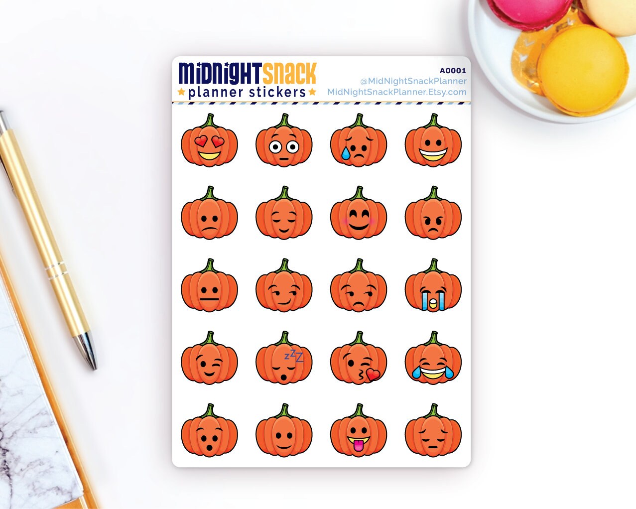 Halloween Emoji Planner Stickers Pumpkin Emoticon | Etsy