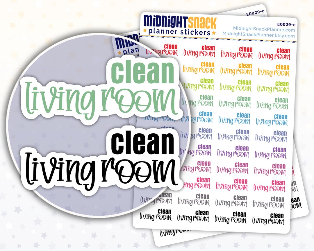 Clean Living Room Script Planner Stickers | Household Chores Reminder ...