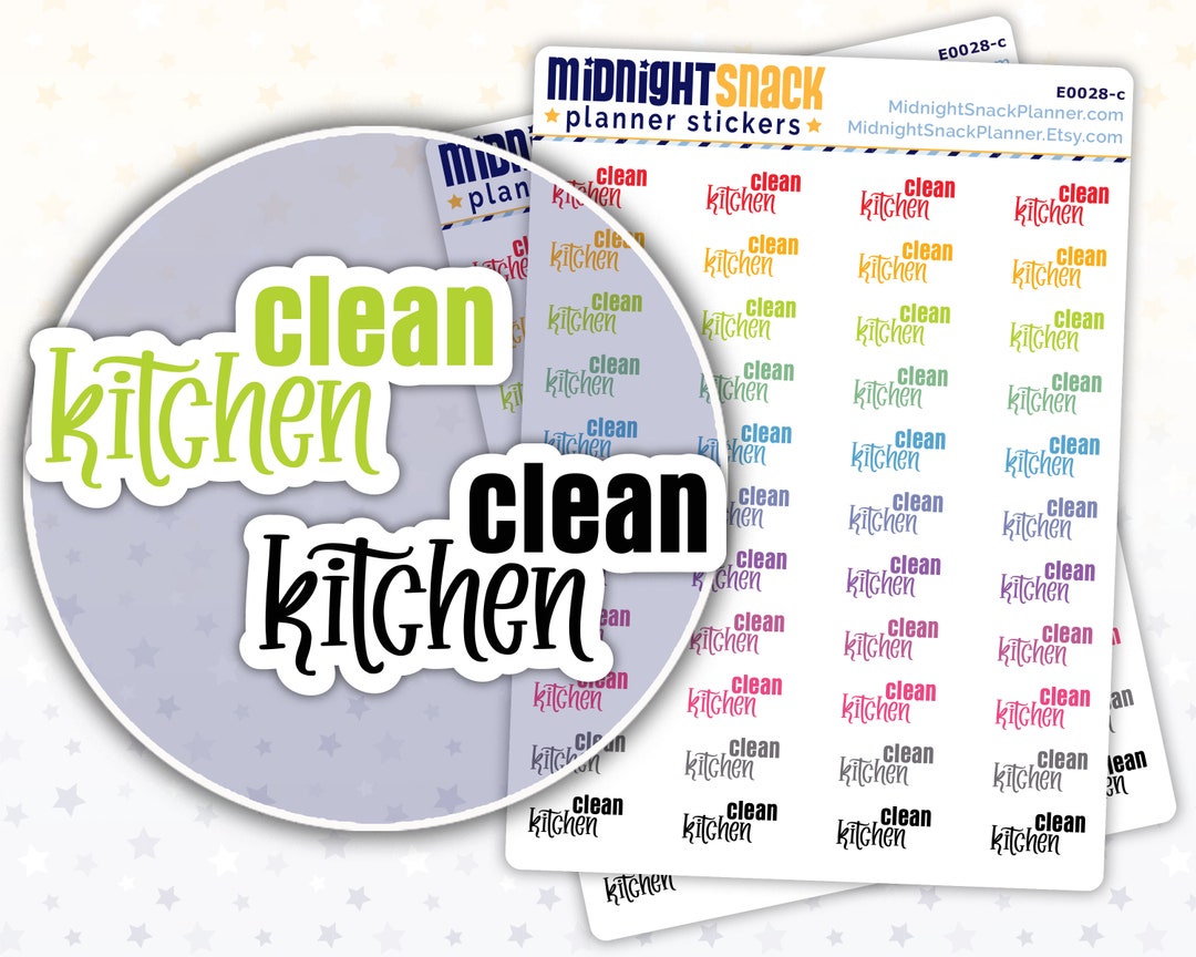 Clean Kitchen Script Planner Stickers | Household Chores Reminder - Etsy