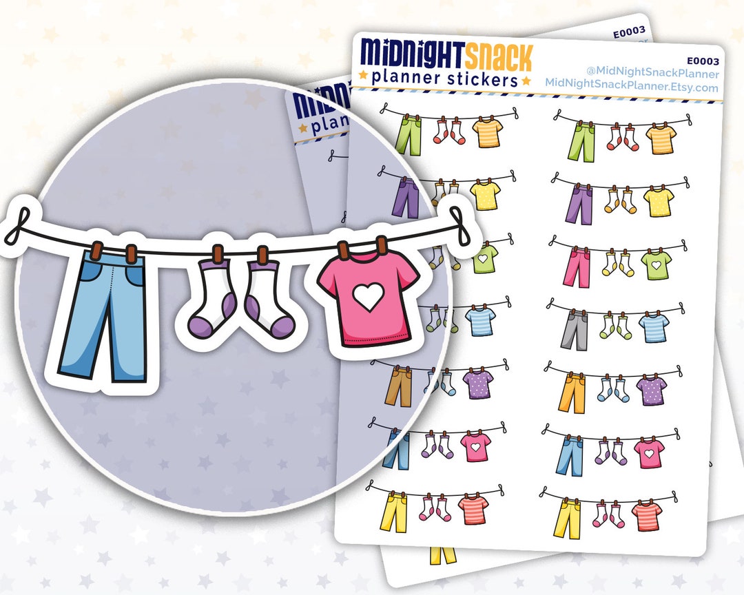 Clothesline Icon Sticker | Clothes Drier Planner Sticker | Laundry Day ...