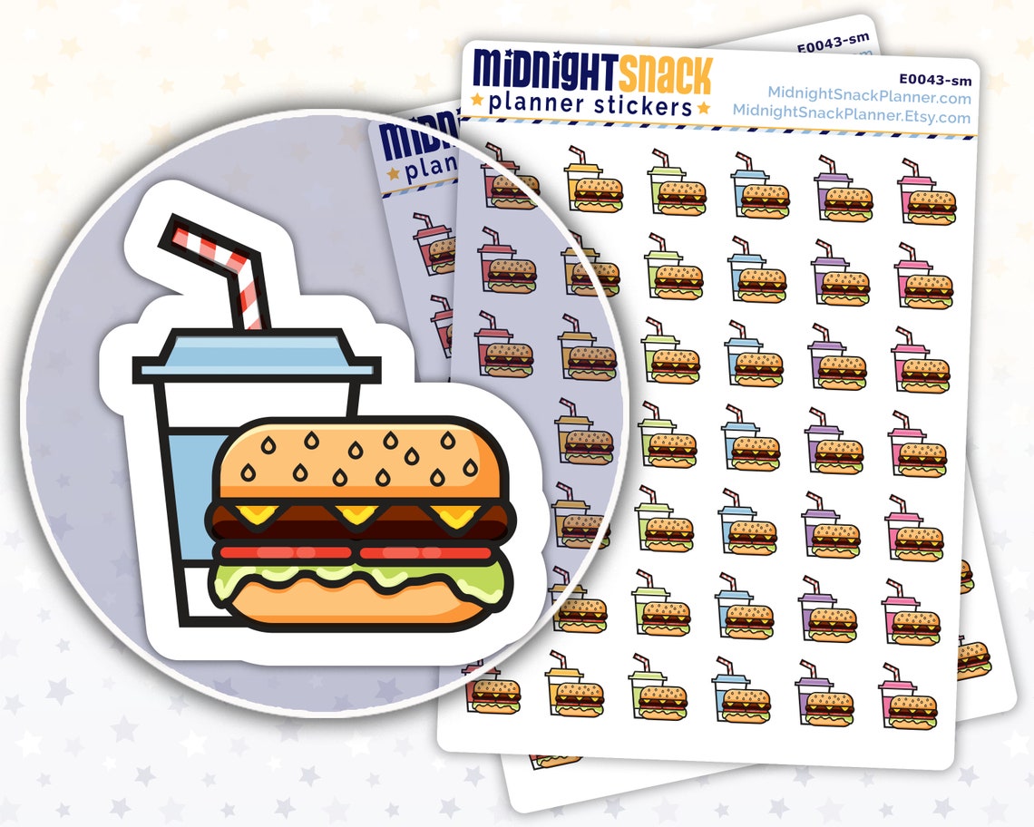 Fast Food Icon Stickers Pick-up Dinner Planner Stickers | Etsy