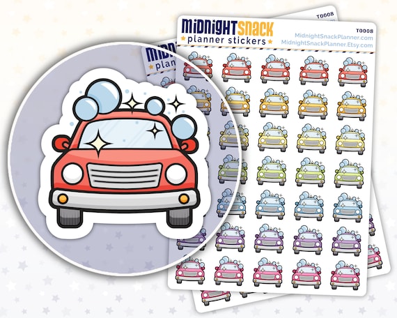 Car Wash Planner Sticker Clean Car Icon Sticker Vehicle | Etsy