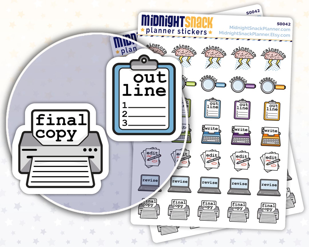 Writer Sampler Planner Stickers | Blogger or Essay Stickers | Creative ...