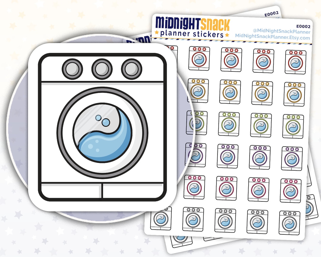 Washing Machine Icon Stickers | Laundromat Planner Stickers | Laundry ...