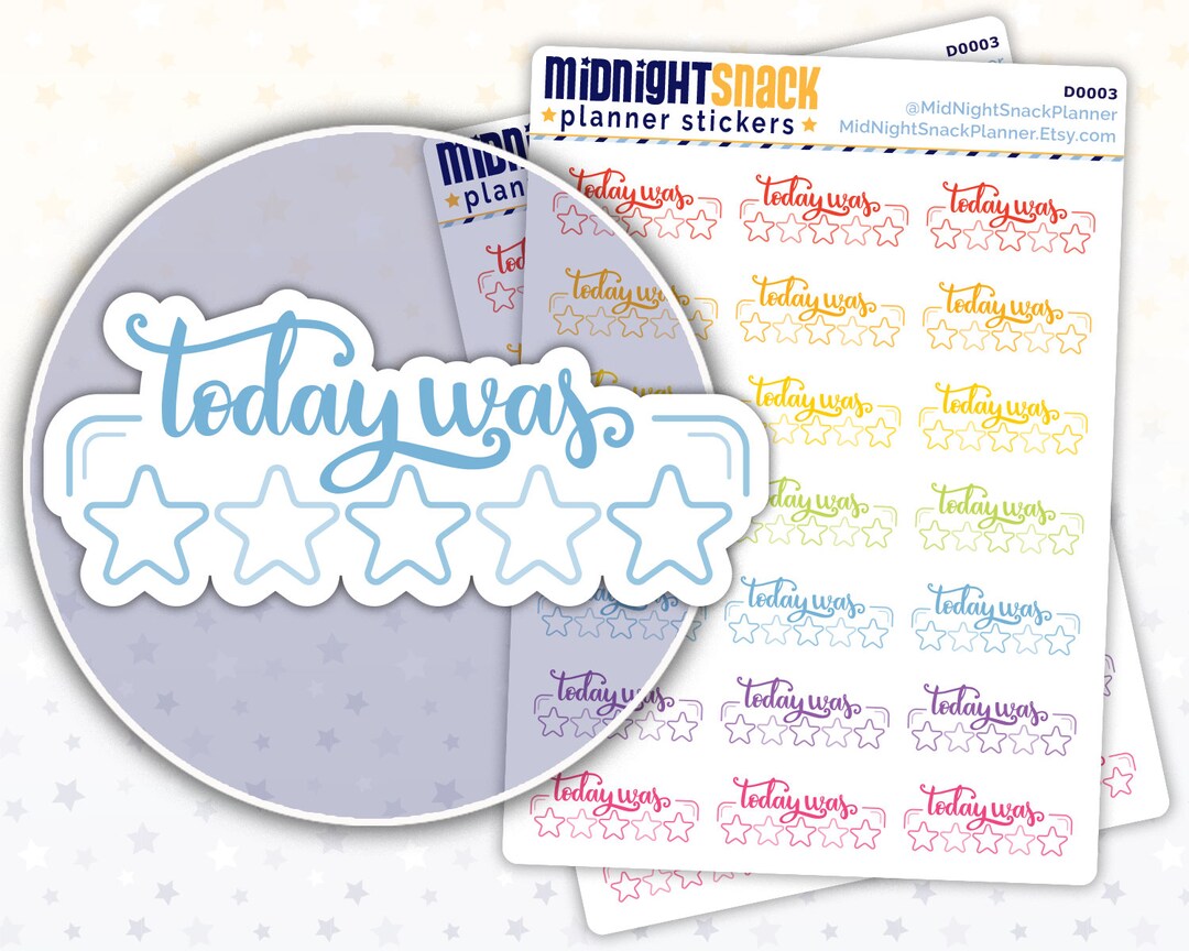 Today Was 5 Star Tracking Sticker | Well-being Planner Sticker | Mental ...