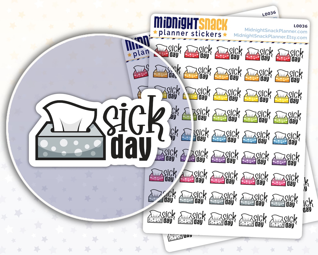 Sick Day Planner Sticker | Tissue Box Icon Stickers | Rest and Self ...