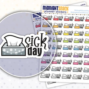 Sick Day Planner Sticker | Tissue Box Icon Stickers | Rest and Self ...