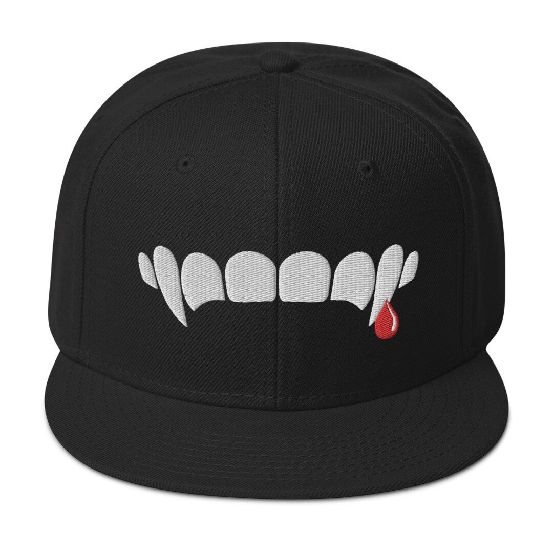 Vampire Teeth Blood Drop Snapback Hat / Embroidered - Etsy