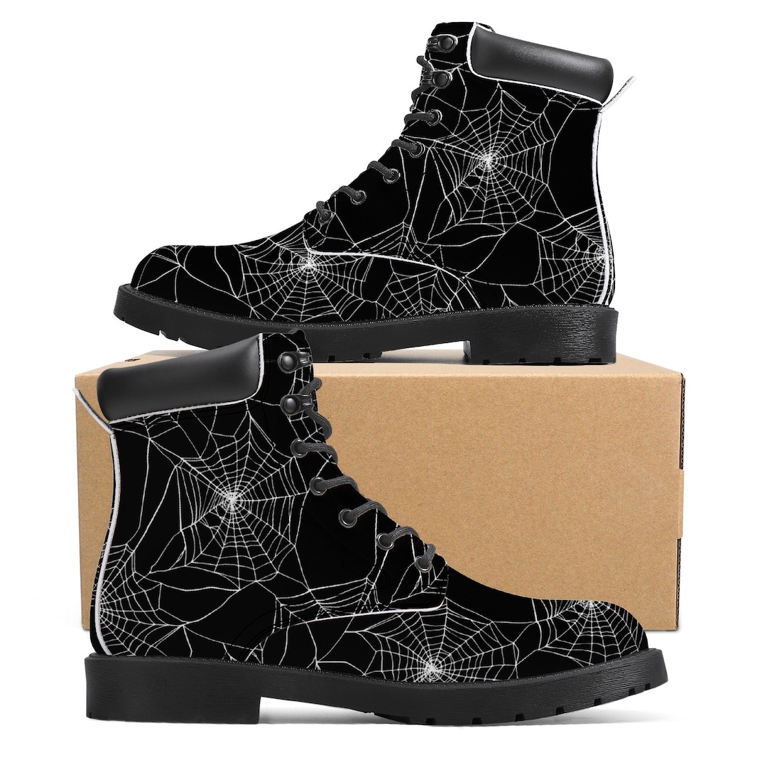 Spider Web Synthetic Faux Leather Boots - Etsy