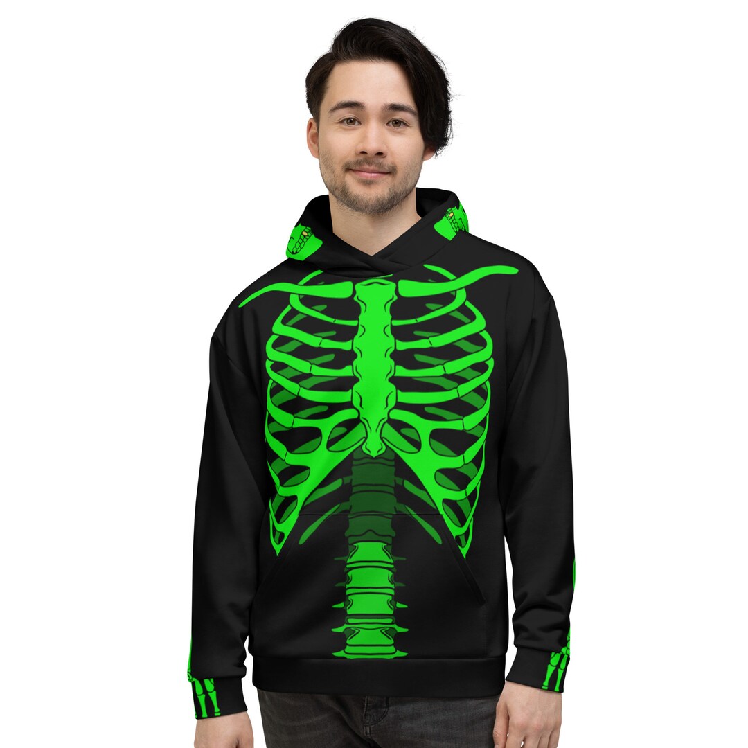 Green Skeleton With Vampire Skull/ With a Gold Style Fang/ Unisex ...