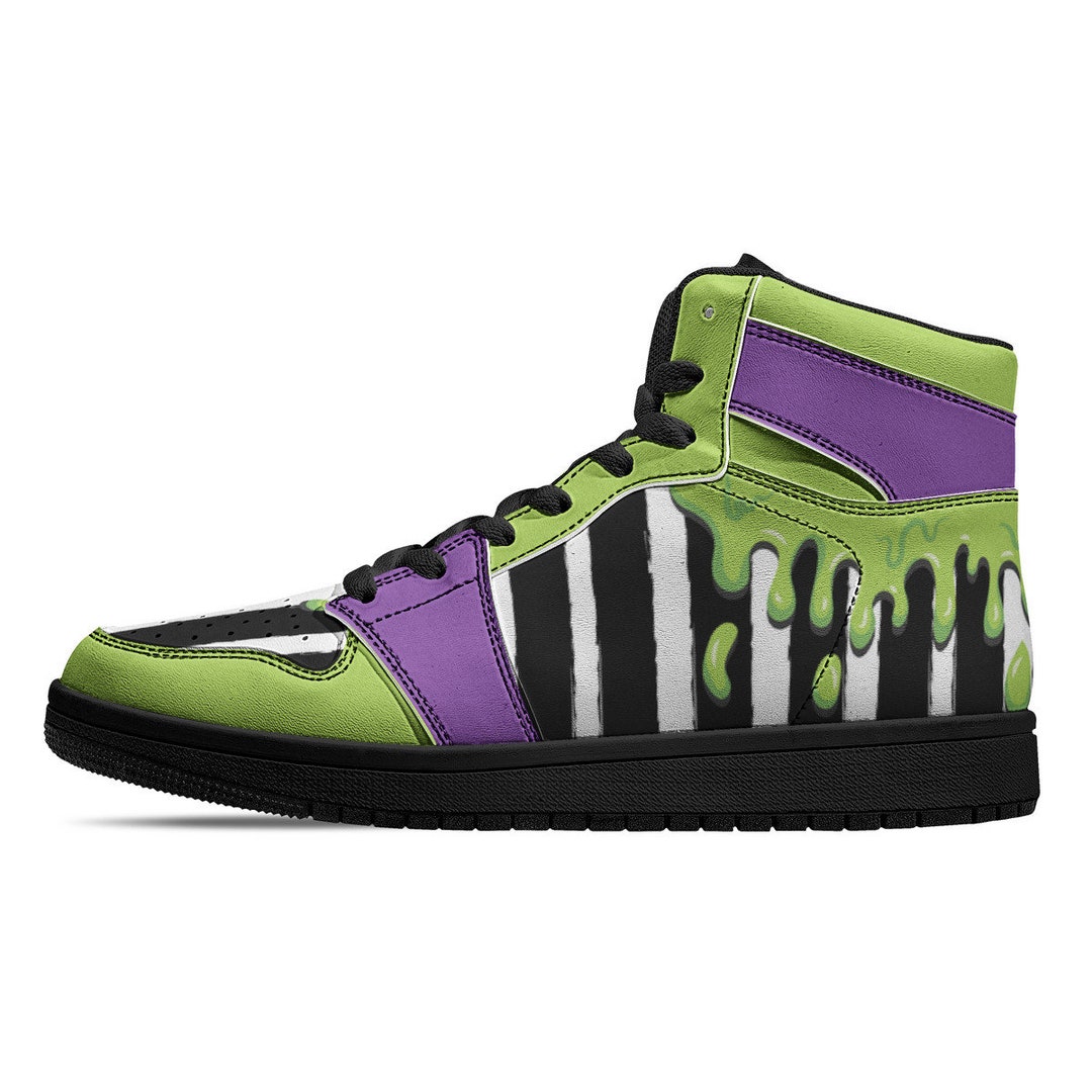 Slime Strip High-top Synthetic Leather Sneakers Black Bottom - Etsy