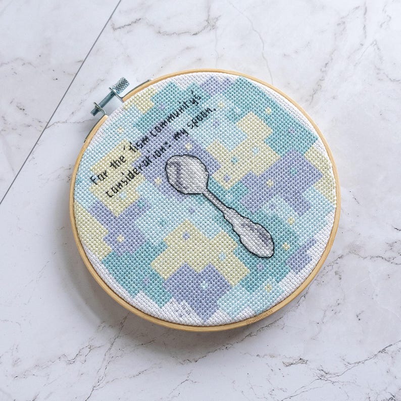 Cross-stitch Pattern "'tism Spoon" // Autism Meme Design ...