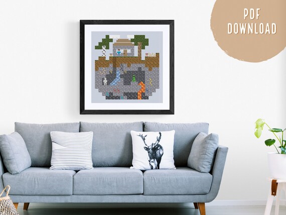 Pattern Minecraft World Cross Stitch // Unique | Etsy