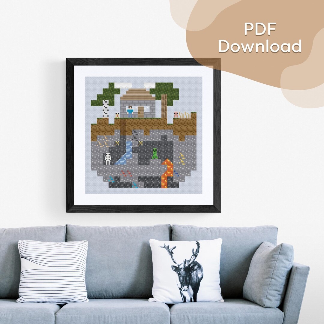 Cross-stitch Pattern "minecraft World" // Unique Gift for Child, Modern ...