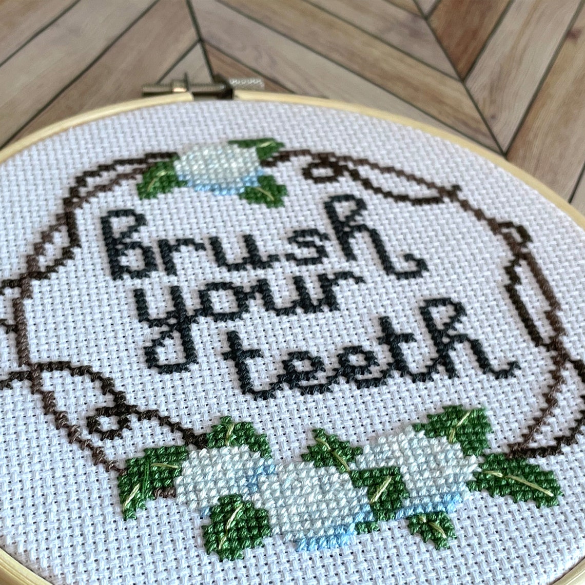 Cross-stitch Pattern "brush Teeth" // Daily Task Reminder, Mental ...