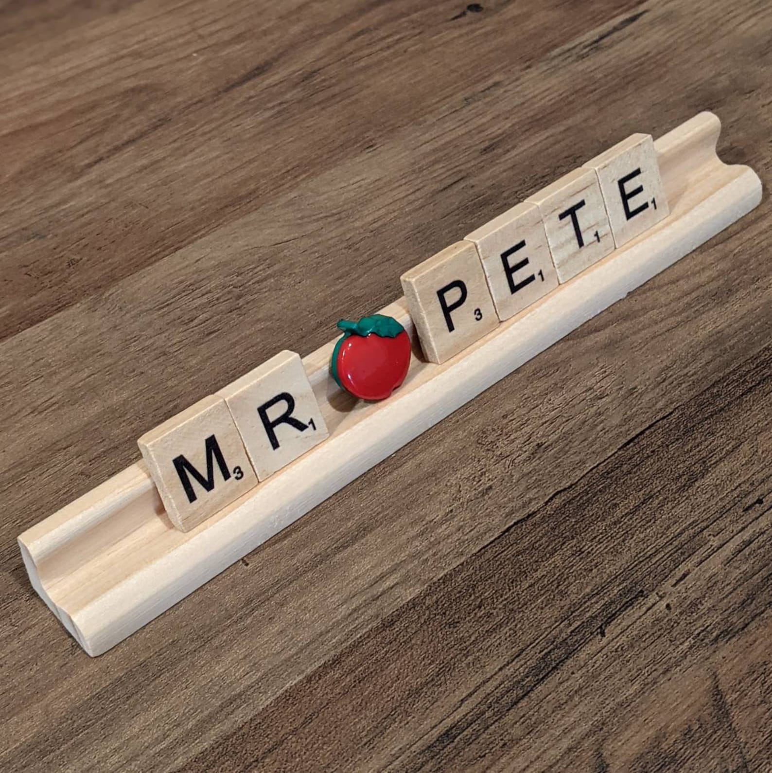 Personalized Teacher Apple Scrabble Tile Name Plate | Teacher Gift ...
