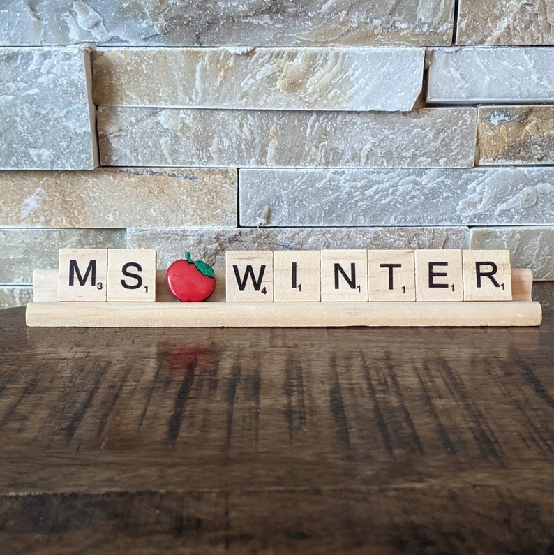 Personalized Teacher Apple Scrabble Tile Name Plate | Teacher Gift ...