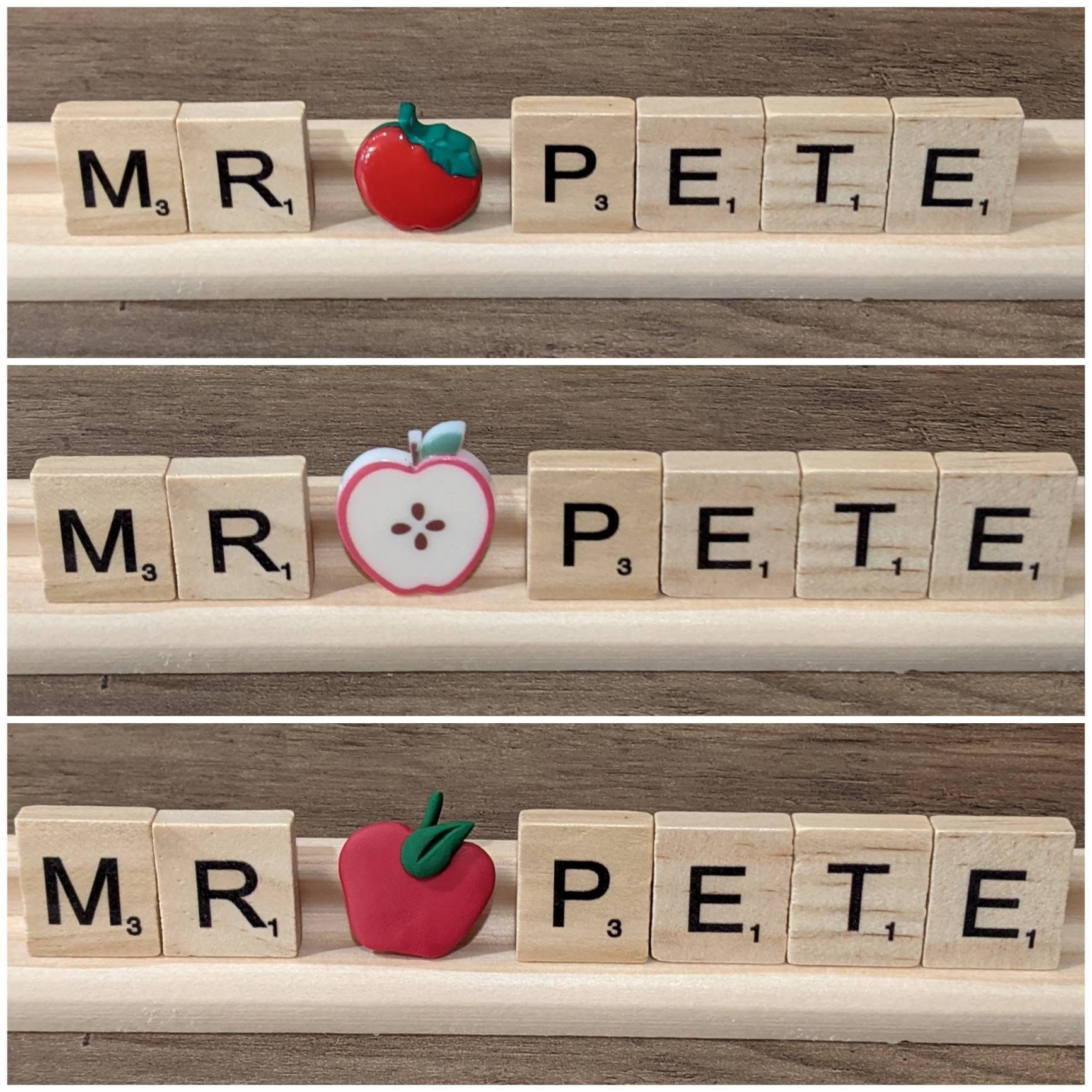 Personalized Teacher Apple Scrabble Tile Name Plate | Teacher Gift ...
