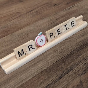 Personalized Teacher Apple Scrabble Tile Name Plate | Teacher Gift ...