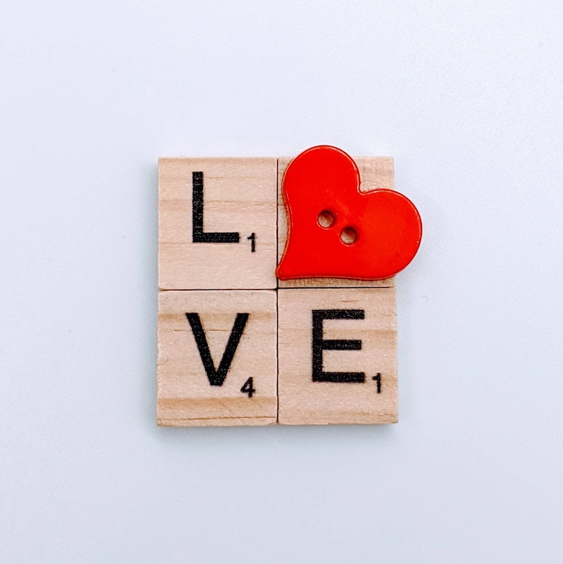 Love Red Heart Scrabble Tile Fridge Magnet Valentine's - Etsy