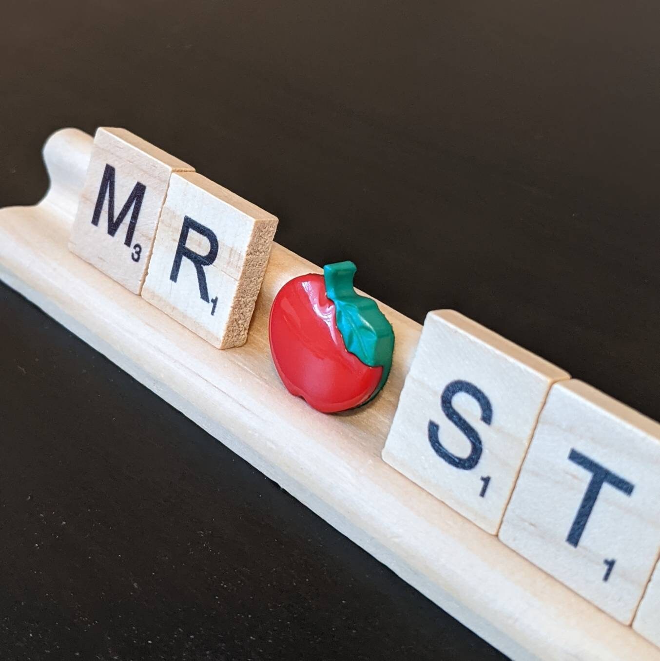 Personalized Teacher Apple Scrabble Tile Name Plate Teacher | Etsy