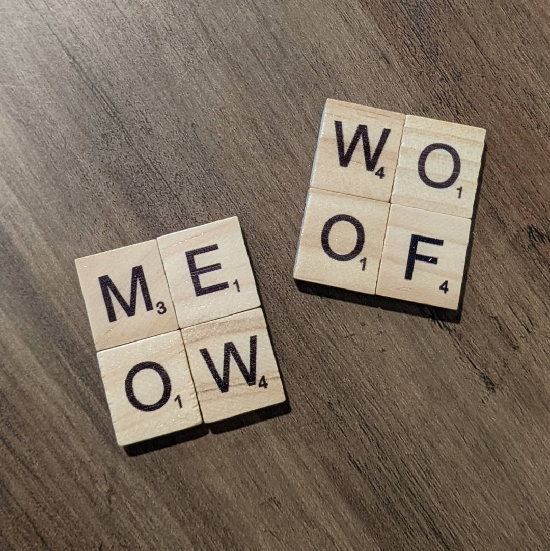 Meow Woof Scrabble Tile Magnets Set of 2 Fridge Magnets | Gift for Cat ...