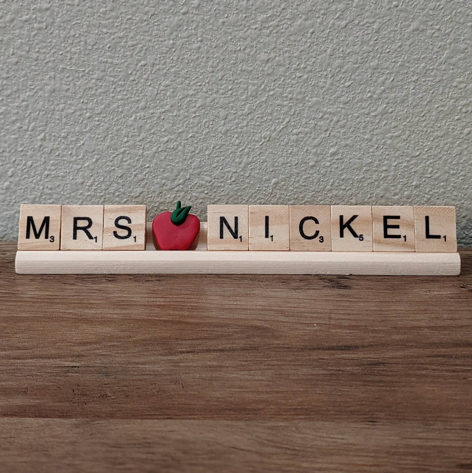 Personalized Teacher Apple Scrabble Tile Name Plate | Teacher Gift ...