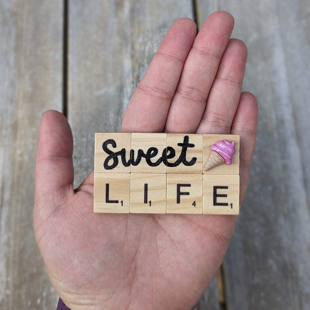 Ice Cream Cone Sweet Life Scrabble Tile Fridge Magnet | Gift for Ice ...