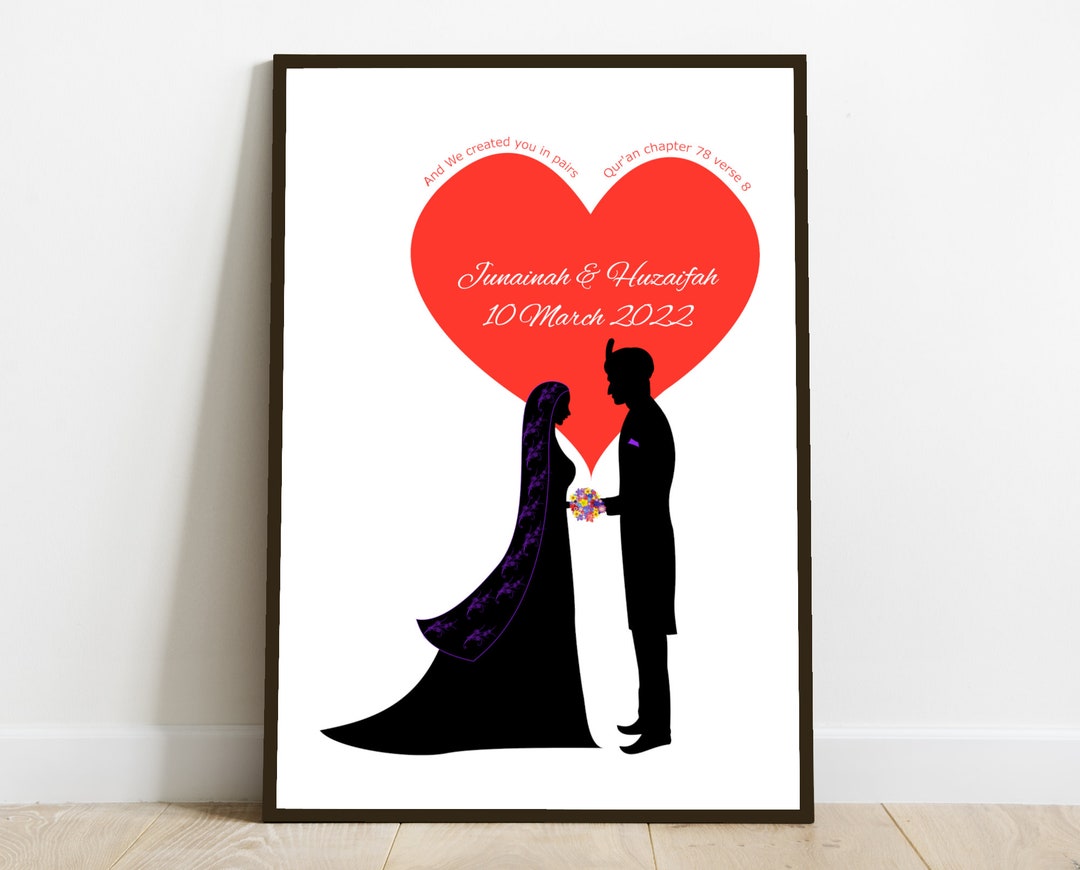 Muslim Wedding Gift Islamic Wall Art Nikah Frame Islamic Art Islamic ...