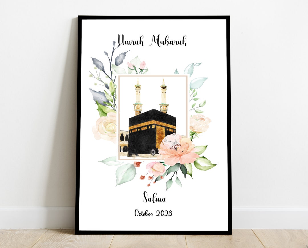 Personalised Hajj Mubarak Umrah Mubarak Print Frame Hajj Gift Umrah ...
