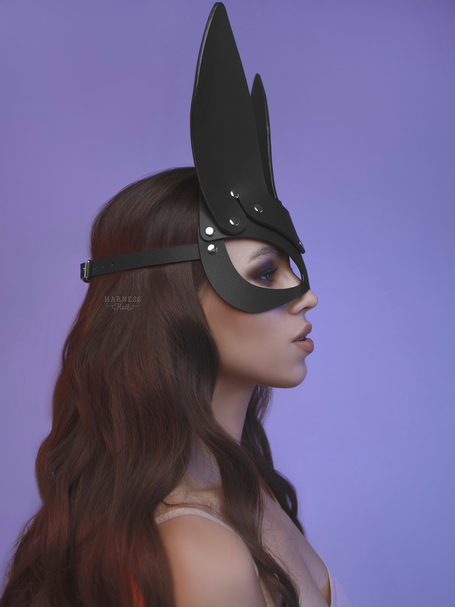 Leather rabbit mask black bunny mask leather bunny mask | Etsy