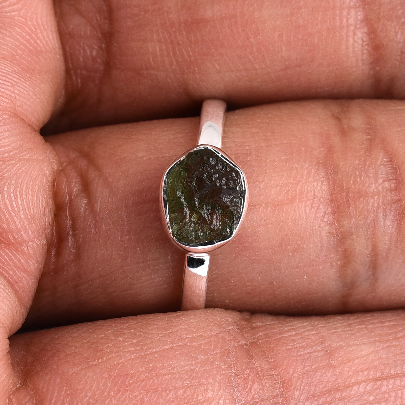Natural Genuine Moldavite Ring Raw Moldavite Moldavite | Etsy