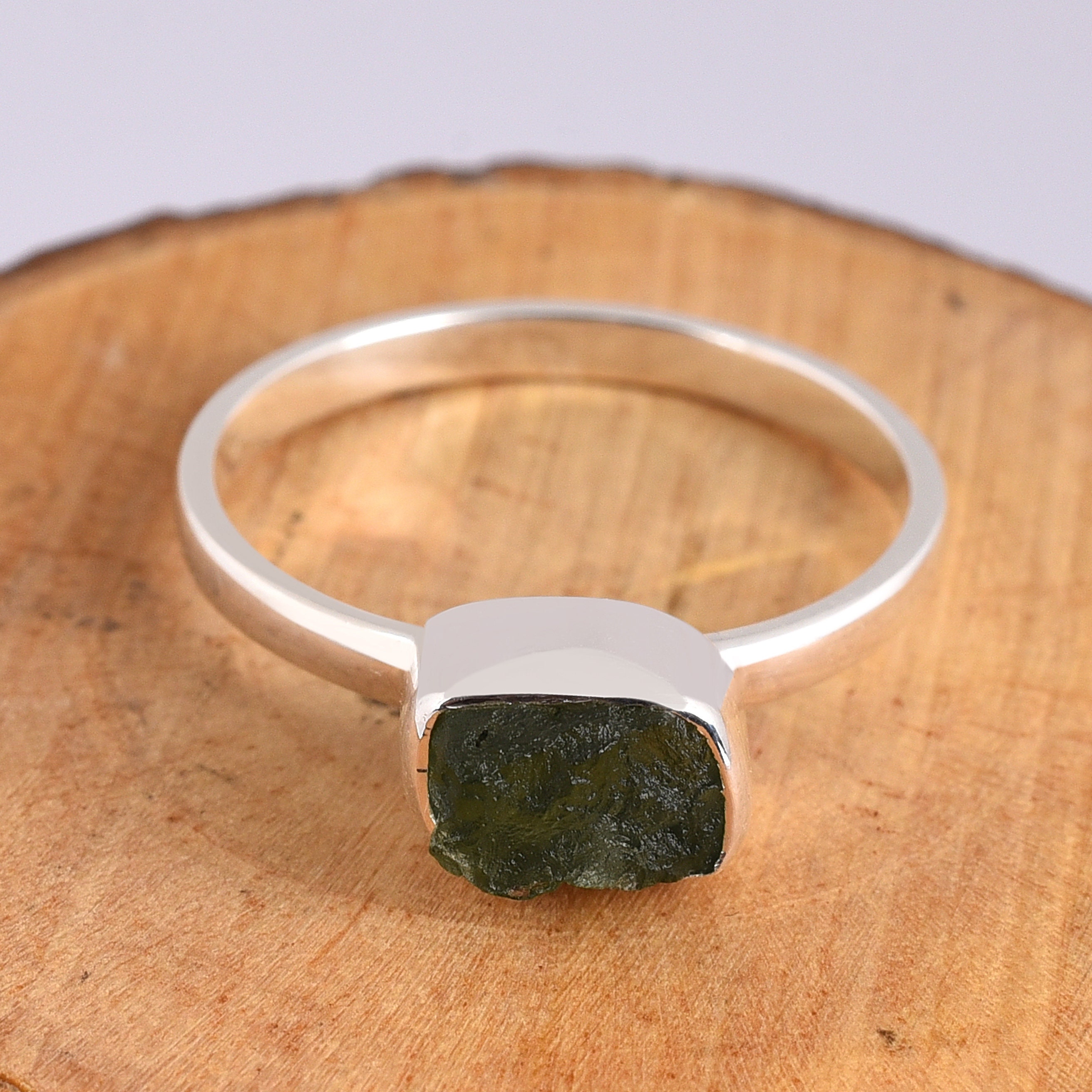 Natural Genuine Moldavite Ring Raw Moldavite Moldavite | Etsy