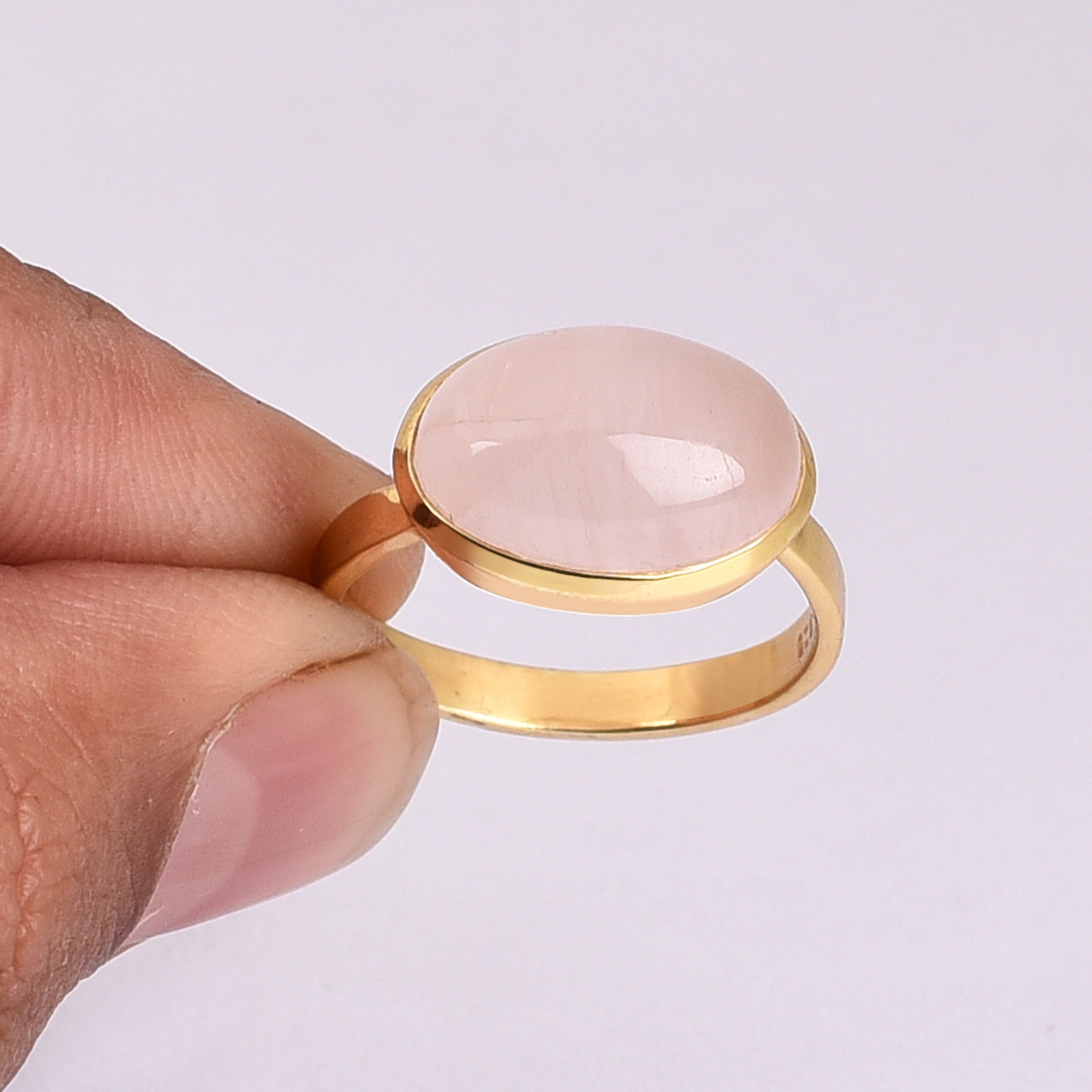 Rose Quartz Ring Pink Rose Quartz Ring Gold Plated Ring - Etsy