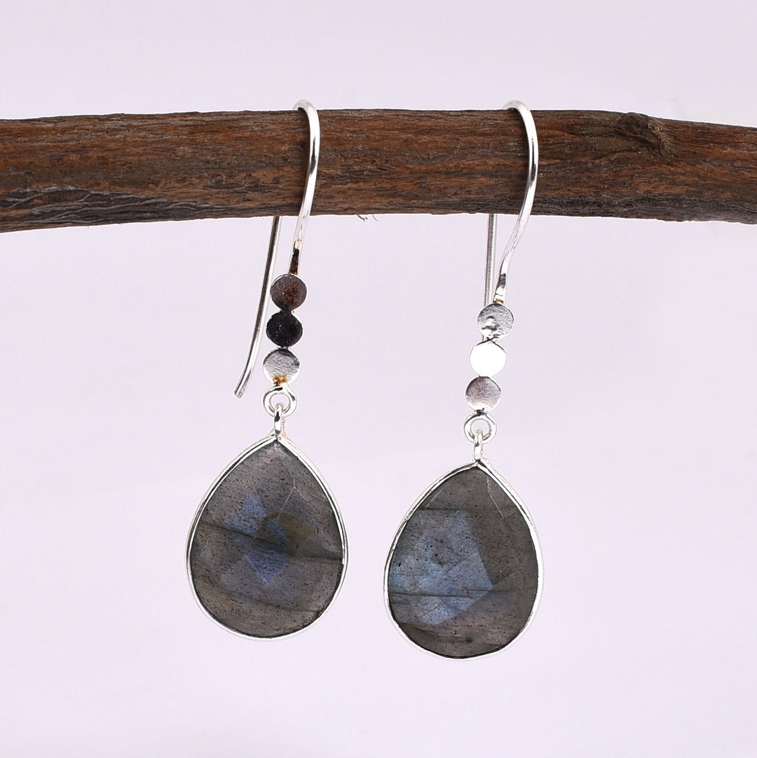 Boucle d'oreille en argent massif 925 Labradorite boucle - Etsy France