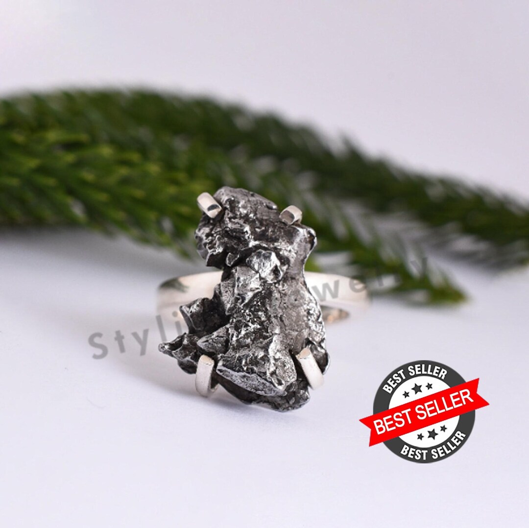 Antique Raw Meteorite Ring, 925 Silver Ring, Sikhote-alin russian ...