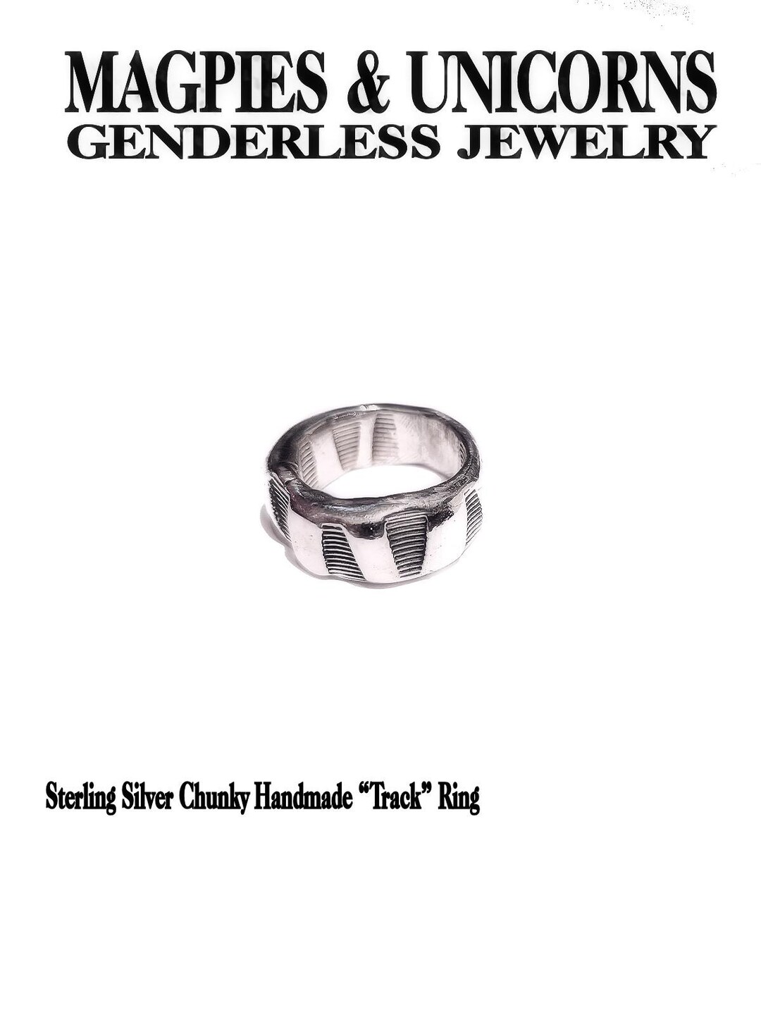 Handmade Sterling Silver Track Ring, Unisex Contemporary Jewelry - Etsy