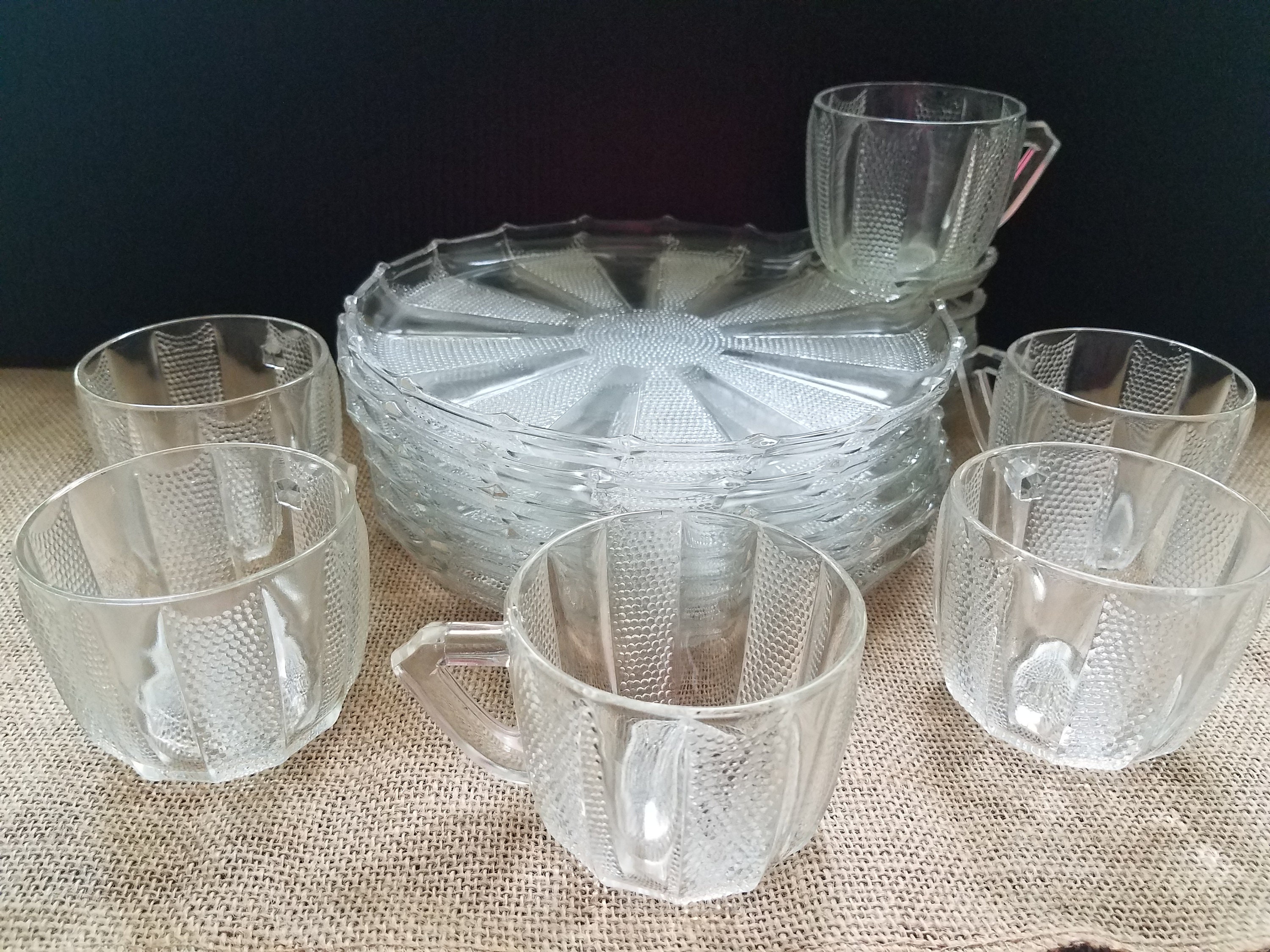 Dew Drop by Jeannette Glass Television Snack Set - 6 Sets - Etsy