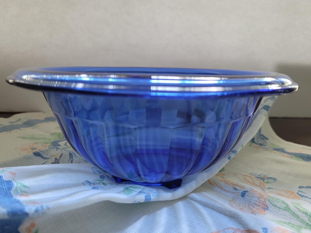 Cobalt "pillar Optic" 7 3/4" Mixing Bowl by Hazel Atlas - Etsy