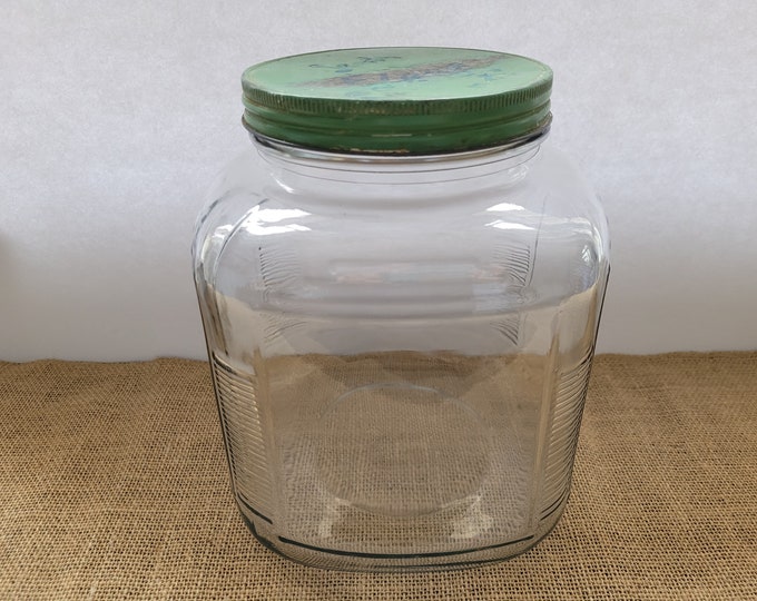 Hoosier Style Counter Jar With Old Green Lid - Etsy