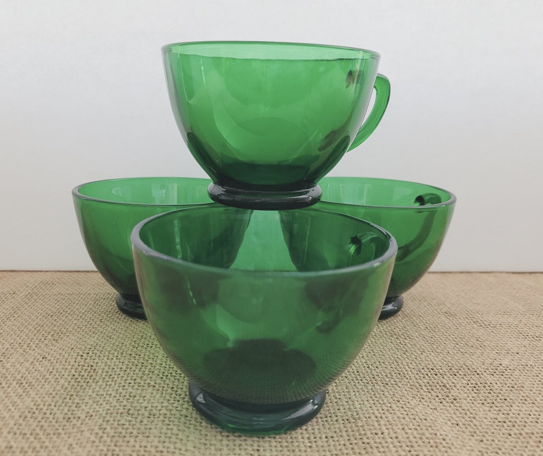 Forest Green Punch Cups by Anchor Hocking - Set of Four - Etsy