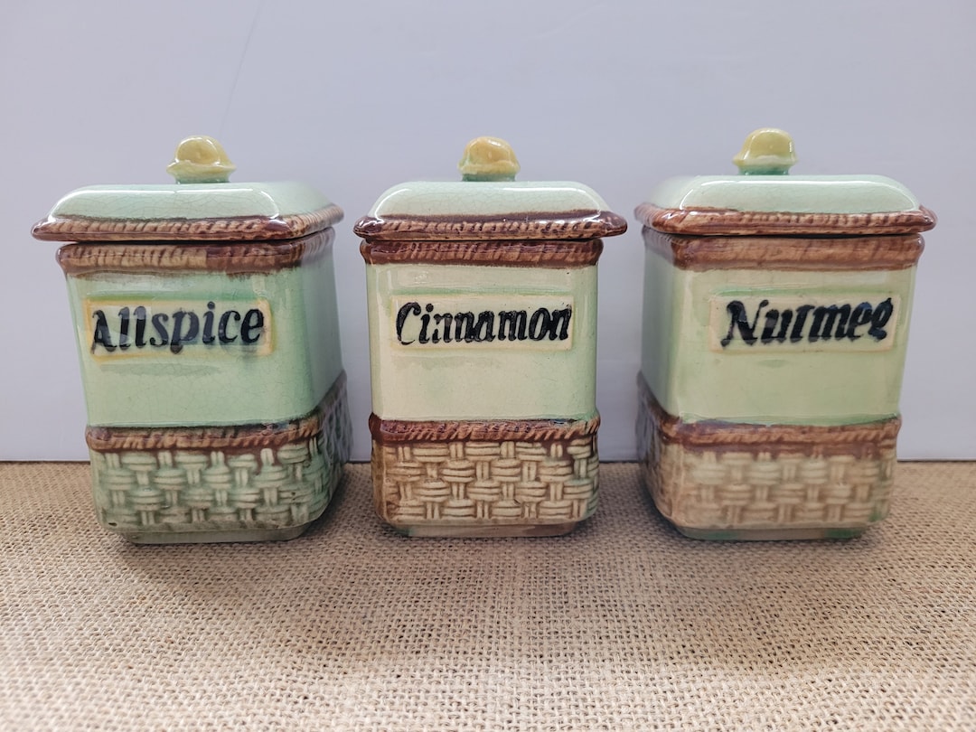 Majolica Spice Jars - Allspice, Cinnamon and Nutmet - Old Japan - Etsy