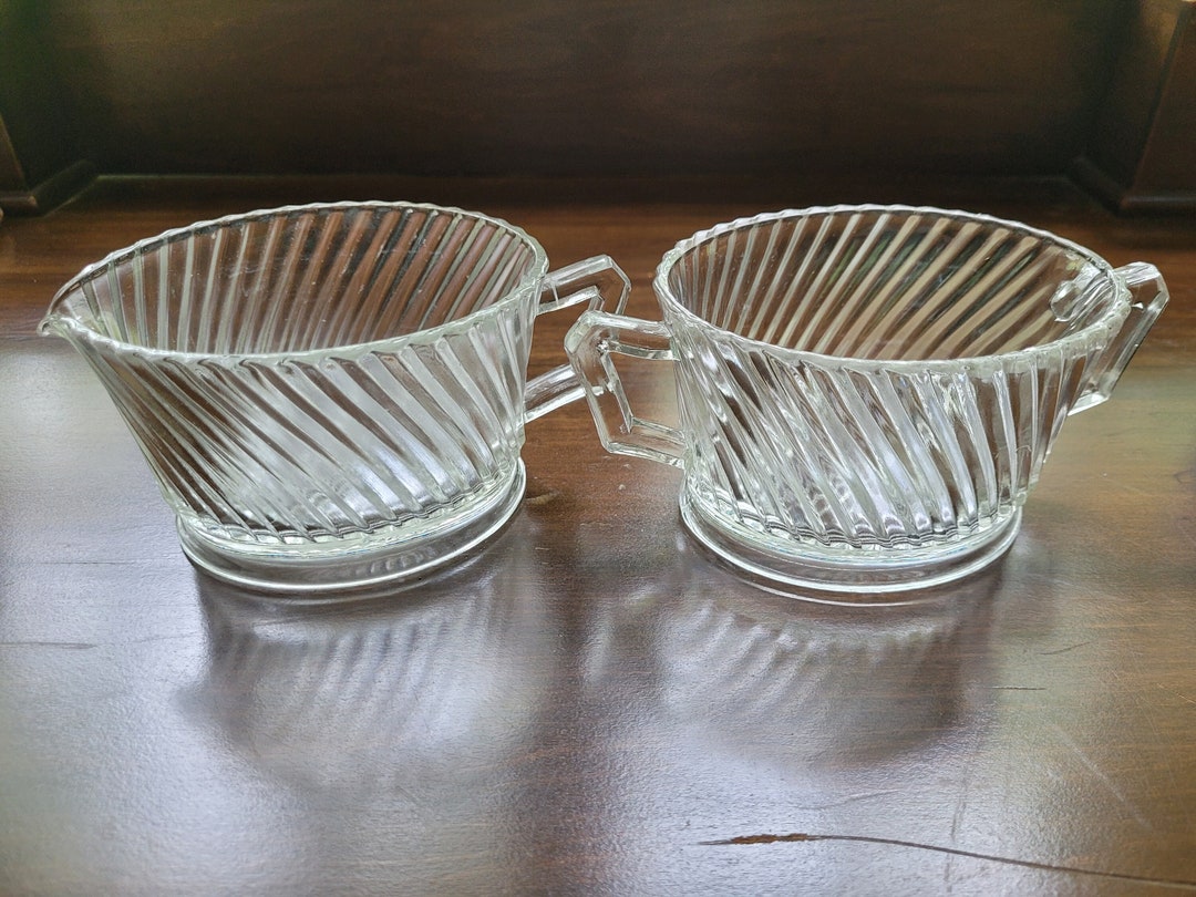 Federal Glass "diana" Clear Cream and Sugar - Etsy