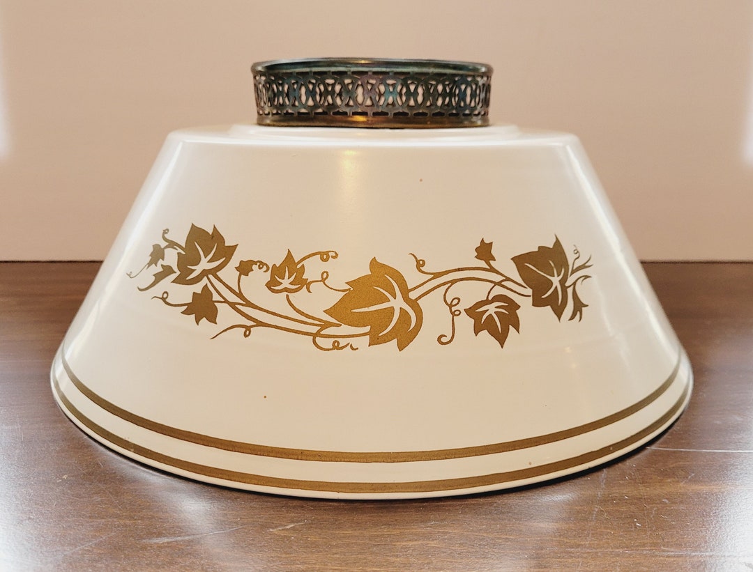 White and Gold Metal Tole Lamp Shade - 5" Tall by 14" in Diameter - Etsy